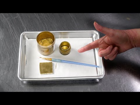 How to Paint Gold on cake with Luster Dust [ Cake Decorating For Beginners ]