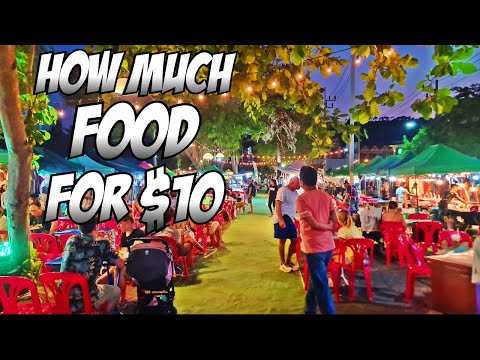 How Much Food Can You Get For $10 At Fishermans Village Night Market. Koh Samui, Thailand