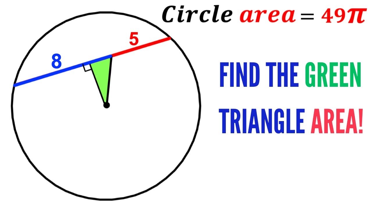 Can you find area of the Green shaded triangle? | (Circle) | #math #maths | #geometry