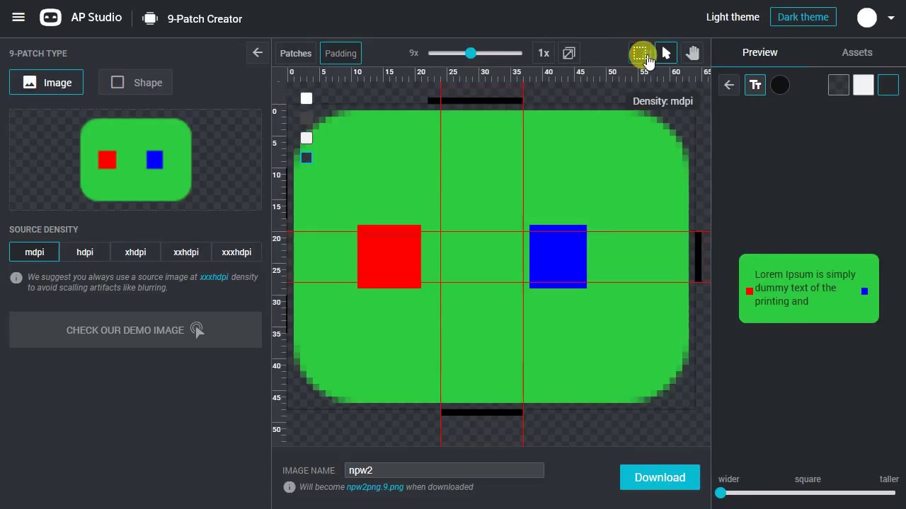 How to create a nine-patch image for Android