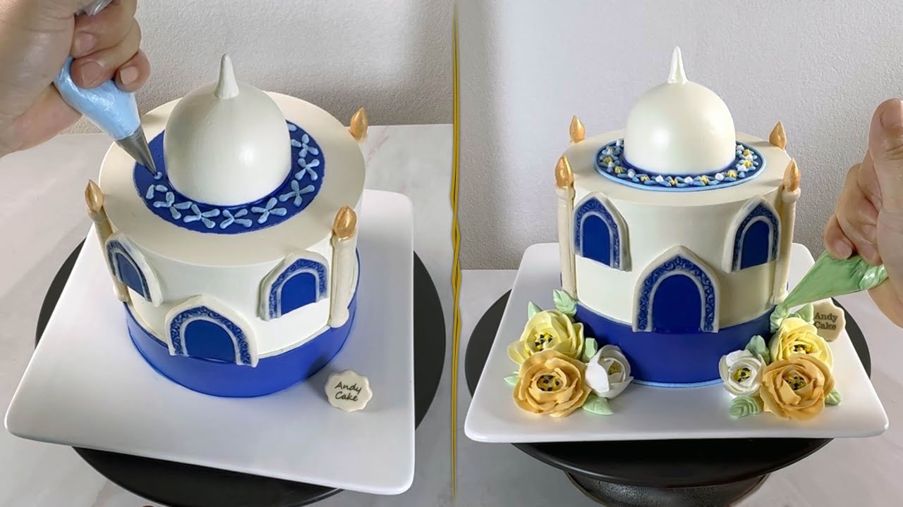 Ramadan Kareen Cake Decorating Tutorial | Eid Mubarak Cake Design | Menghias Kue Masjid Lebaran