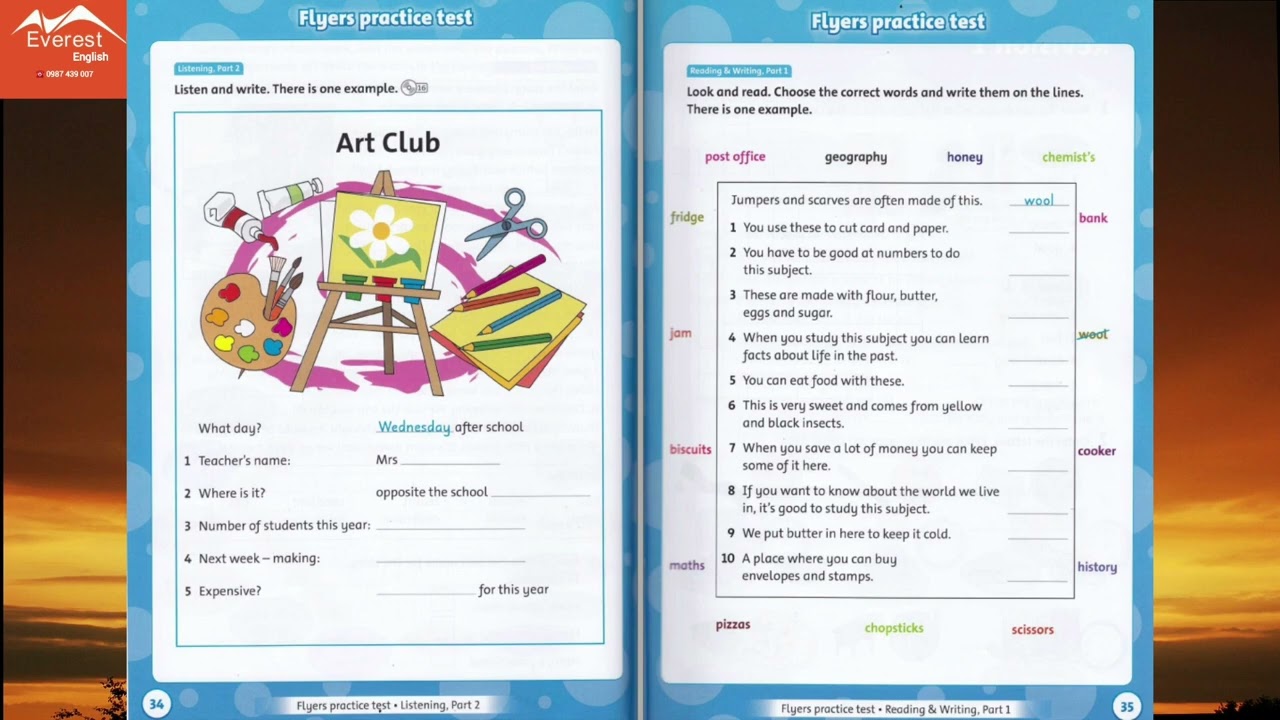Get ready for Flyers Unit 4 - At school (Page 29+31+34+38)
