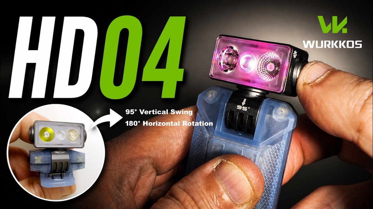 WURKKOS HD04 - EDC Robot Clip Flashlight - SST20 - 180° Rotating Head - RGB