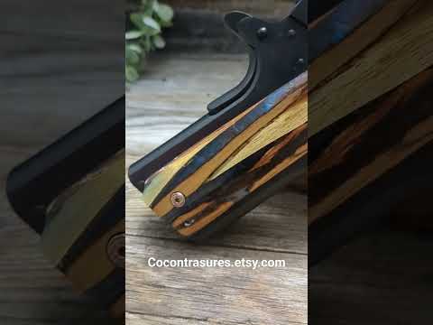 1911 grips made with mesquite and epoxy genmitsu 3018 by Cocoon treasures