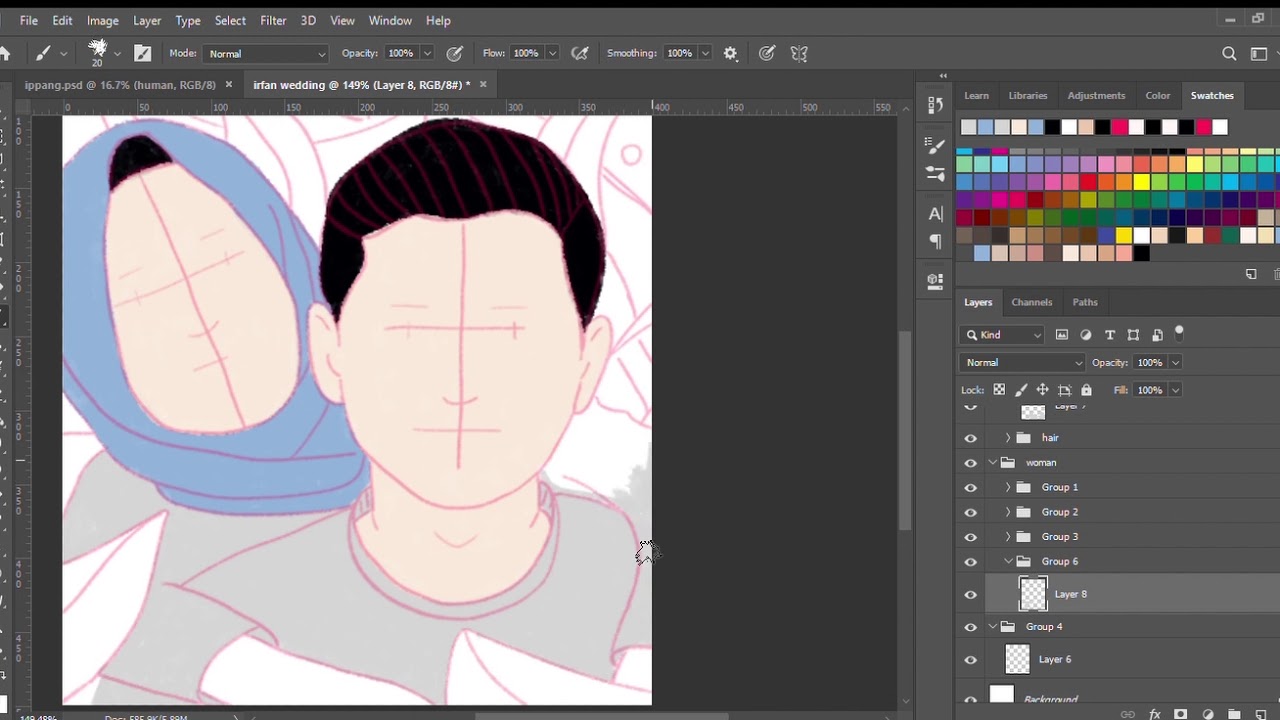 WEDDING COUPLE DIGITAL ILLUSTRATION PROCESS