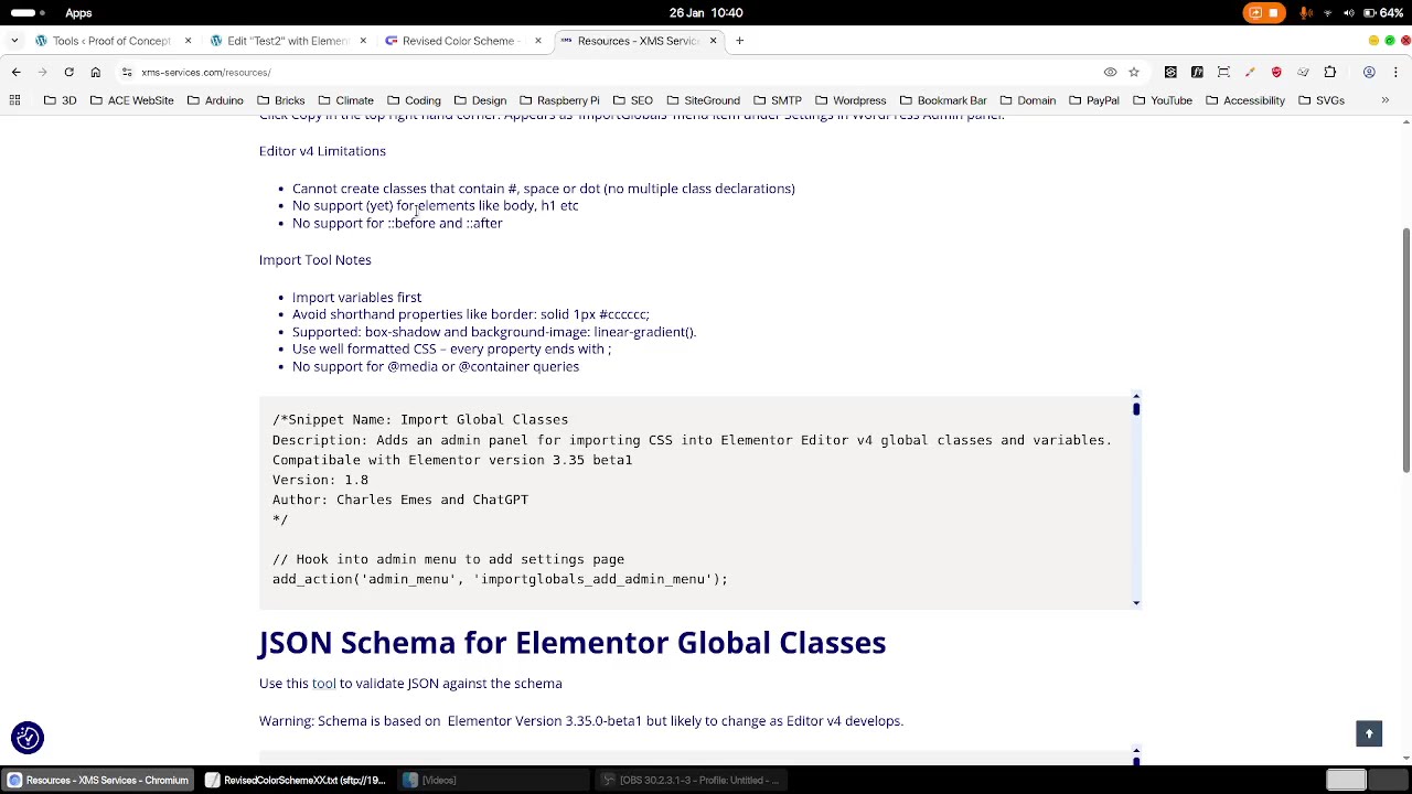 Importing CSS into Elementor Editor v4 Global Classes and Variables