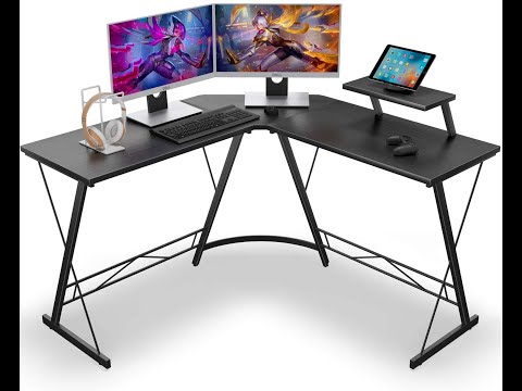 Coleshome L Shaped Desk Home Office Desk with Shelf, Gaming Computer Desk Review