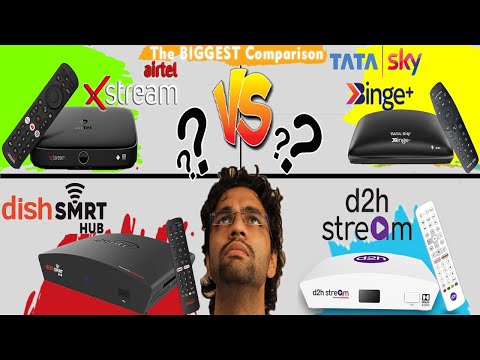 Tata Sky Binge Plus vs Airtel Xstream vs Dish Smart Hub vs D2h Stream | Hybrid Box of DTH Providers