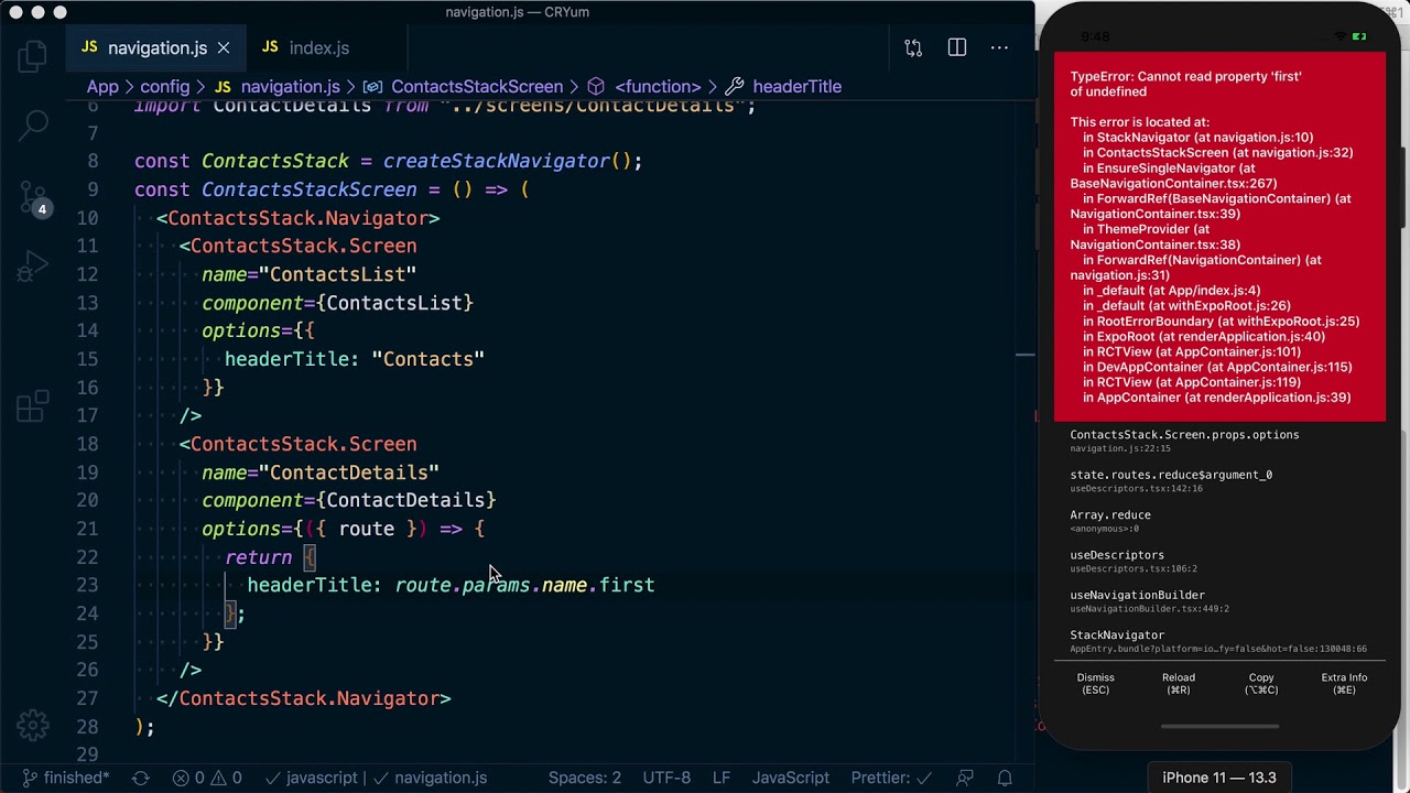 Stack Navigator: Options | Master React Navigation v5