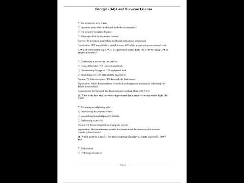 Georgia GA Land Surveyor License Practice Exam