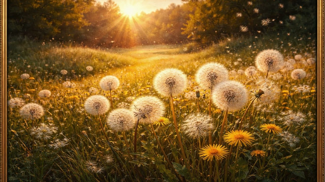 Golden Hour Dandelion Meadow 🌼✨ | Relaxing Framed TV Art & Luxury Wallpaper