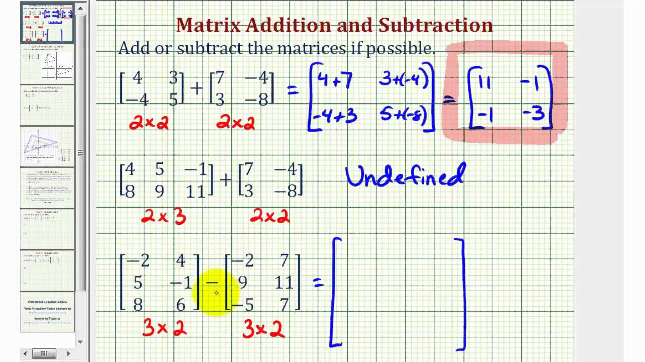 Ex: Matrix Addition and Subtraction