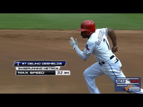 TB@TEX: Statcast tracks DeShields' speed on bases
