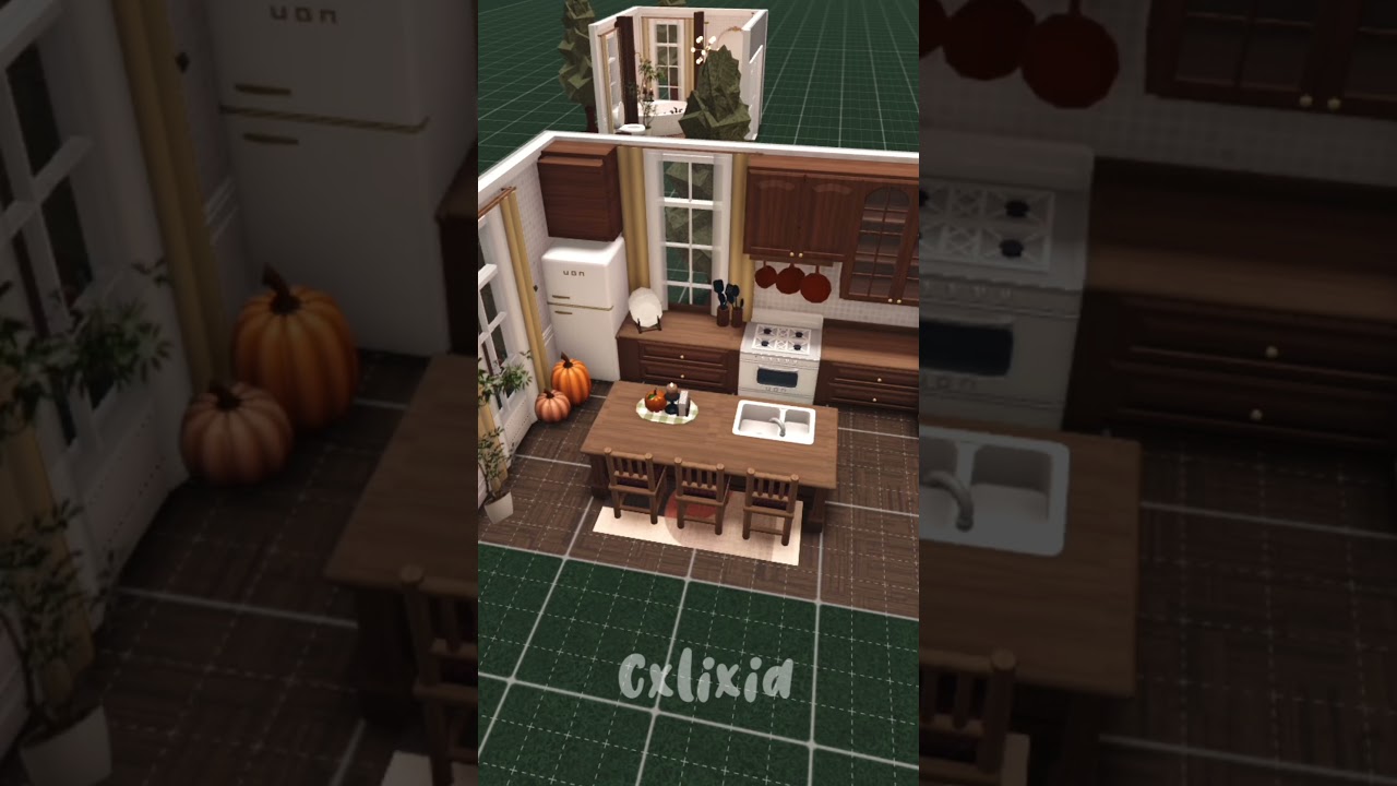 bloxburg fall kitchen build idea 🍂#bloxburg #bloxburgbuild #bloxburghousebuild #bloxburgupdate