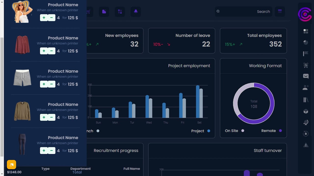 HRM Dashboard Bootstrap 5 Admin Template with RTL Dark Theme