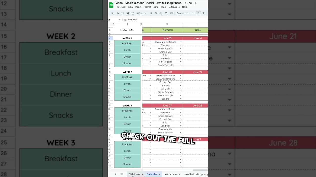 Meal Planning made easy - How to create a Meal Calendar Google Sheets Tutorial #mealprep #mealplan