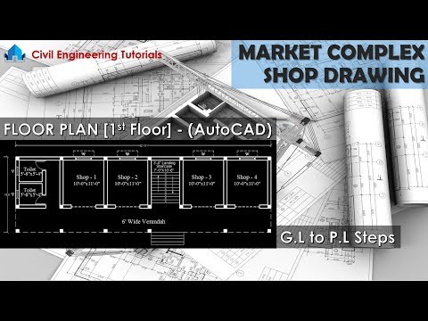 شرح Market Complex - Shop Drawing - Floor Plan (1st Floor + Steps) in ...