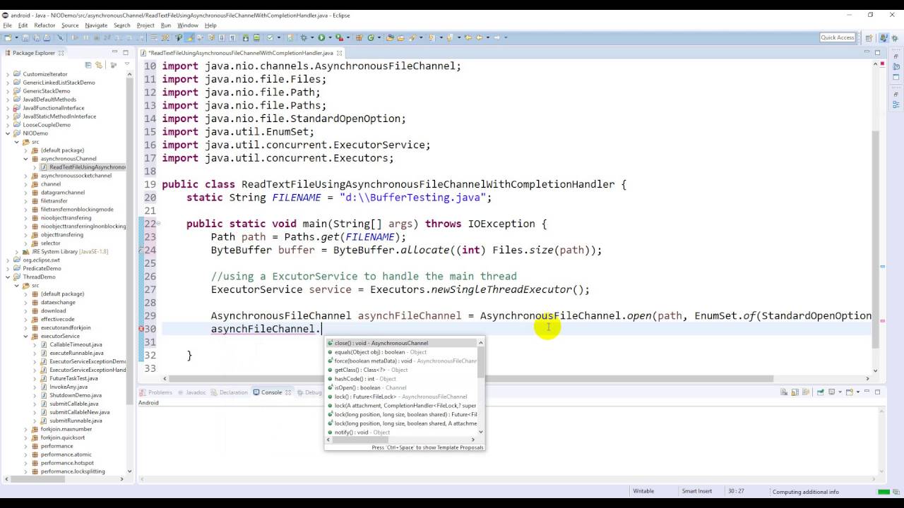 Read file using AsynchronousFileChannel With CompletionHandler - Java NIO