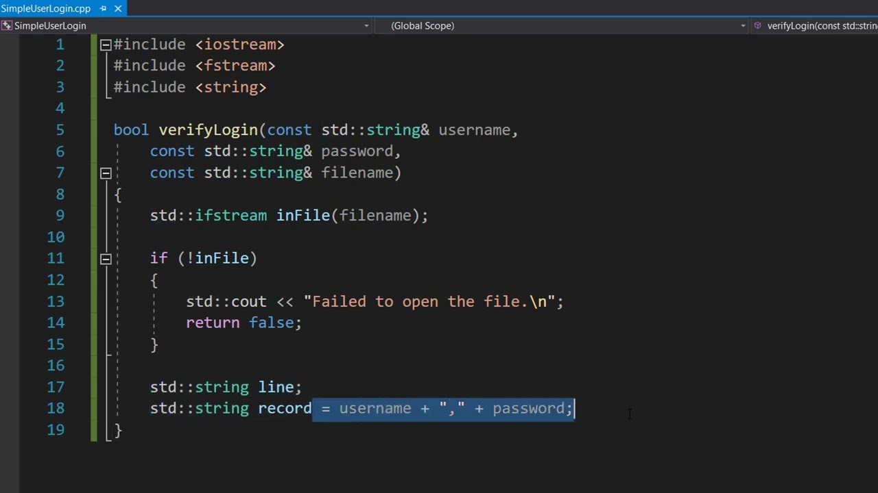 Simple User Login System Using C++
