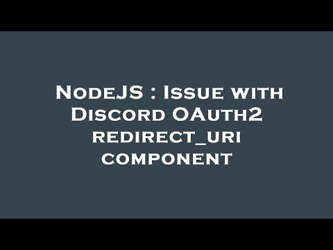 NodeJS : Issue with Discord OAuth2 redirect_uri component