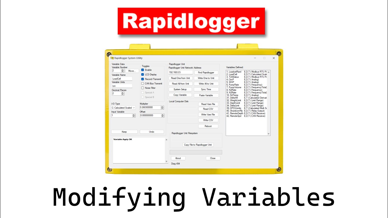 Rapidlogger - Modifying Variables