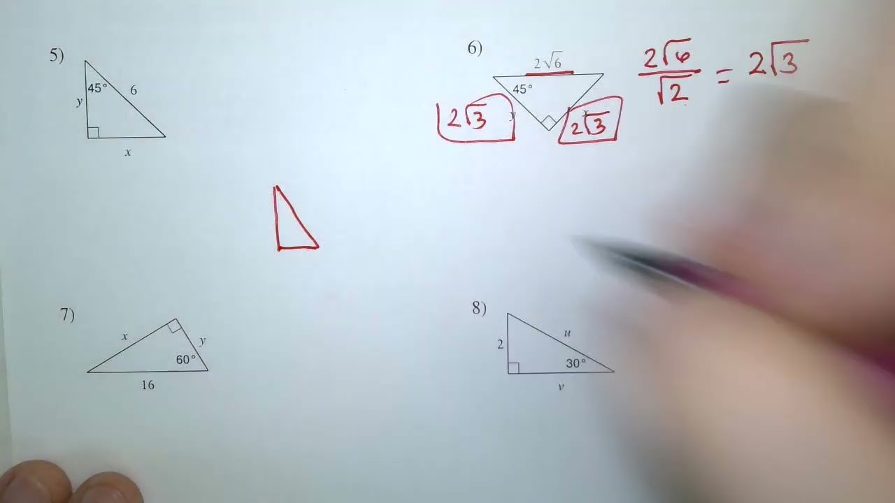 Special Right Triangles Kuta Software 30, 60, 90 and 45, 45
