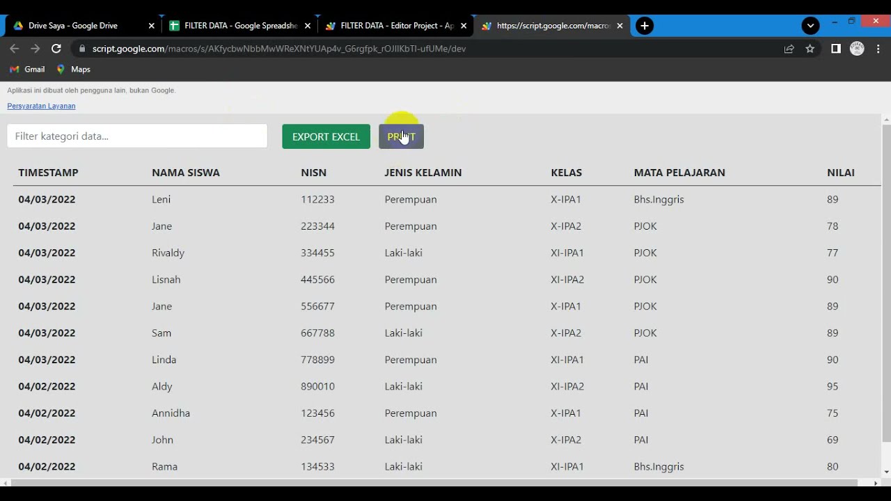 WEB APP Google Sheets | Add Print PDF Using Javascript #Part 2