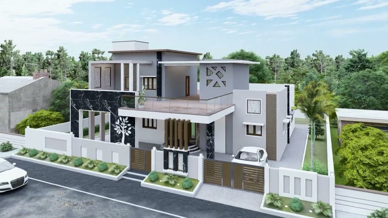 House front elevation design 3d walkthrough