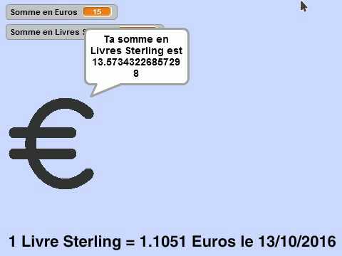 Vidéo Défi Convertir des Euros en Livres Sterling