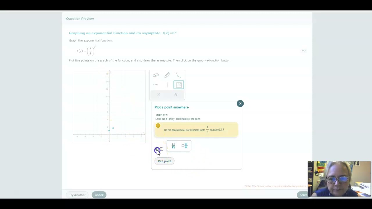 Graphing an exponential function in ALEKS