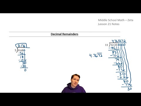 KStevMath - Math U See Zeta - Decimal Remainders - Lesson 21