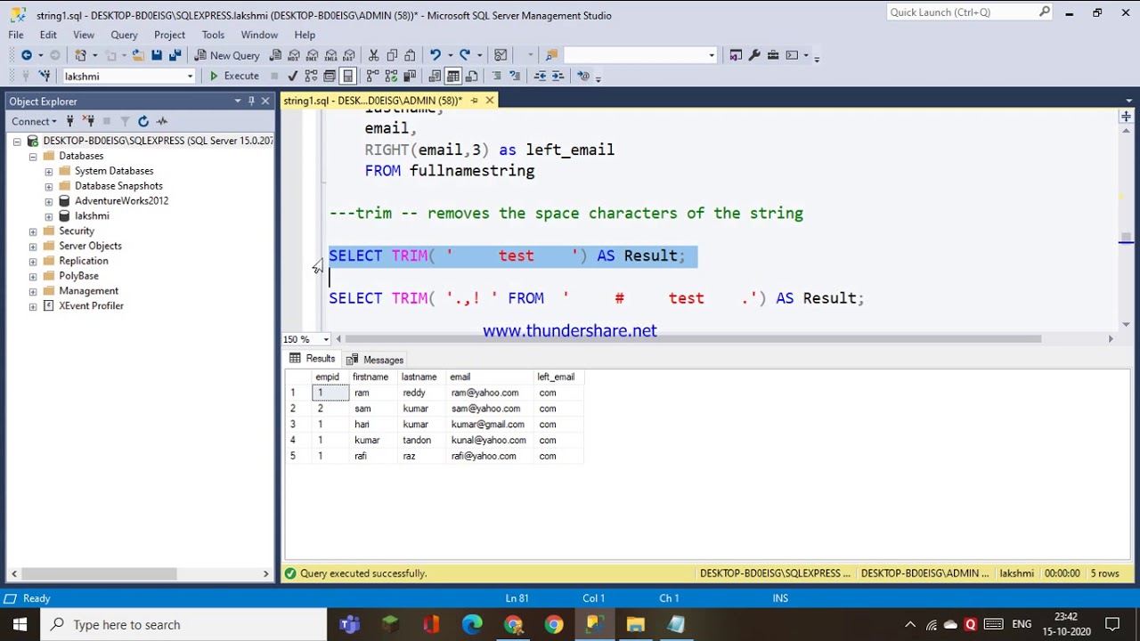 65.STRING FUNCTIONS - TRIM,LTRIM,RTRIM,LEFT,RIGHT IN SQL