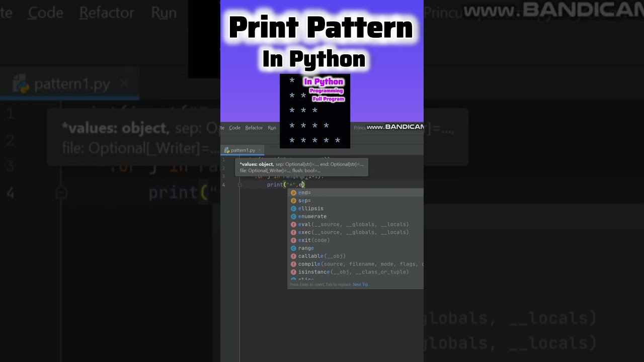Print Pattern in Python Programming shorts #shorts #python #shortsfeed