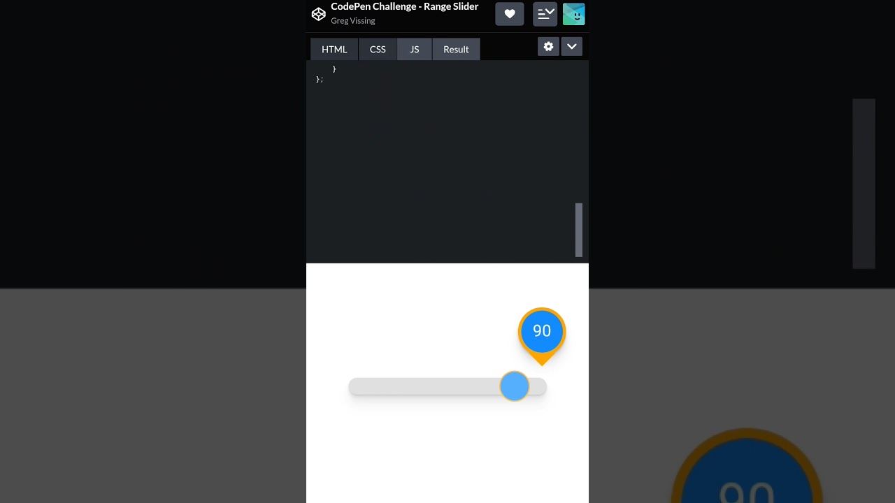 CodePen Challenge - Range Slider #htmlcss
