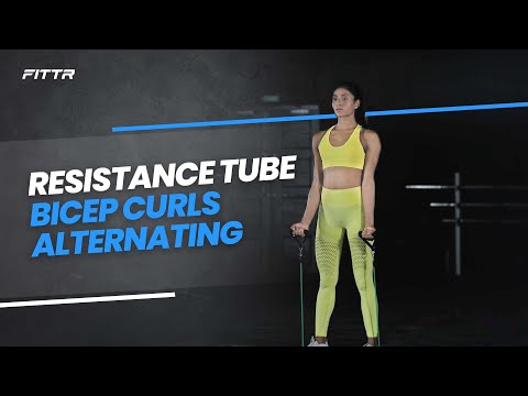 How To Do Resistance Tube Bicep Curls (Alternating) | Exercise Video