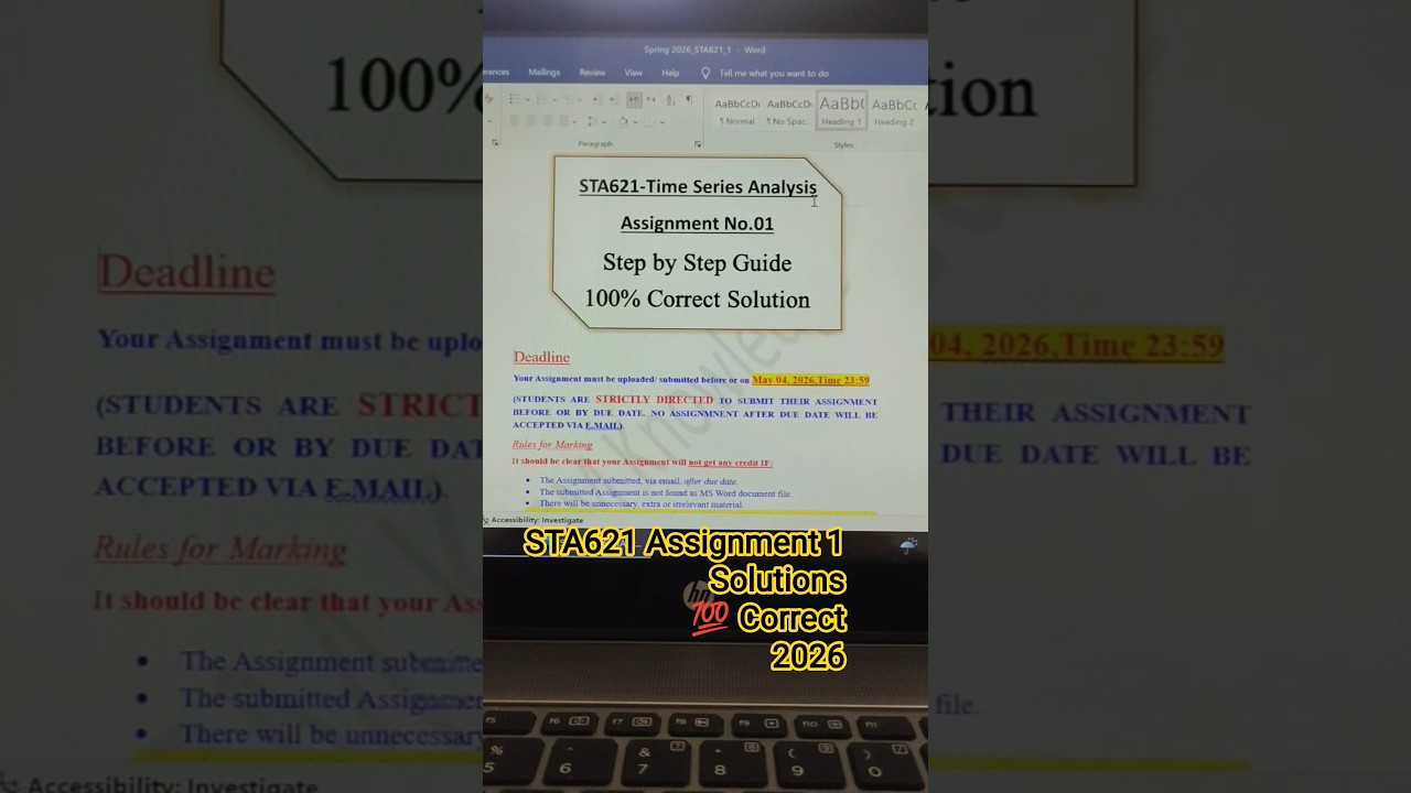 STA621 Assignment 1 Solution  2026 | Complete Step by Step Guide | 100% Correct Virtual University