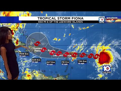 Tropical Storm Fiona forms in Atlantic, continues westward motion