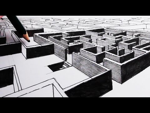 How to Draw a 3D Maze in Perspective Video Lecture - Complete Drawing ...