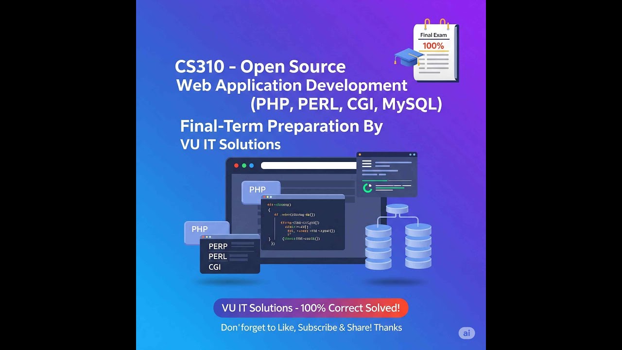 CS310   Open Source Web Application Development PHP, PERL, CGI, Mysql Final Term Preparation By VU I
