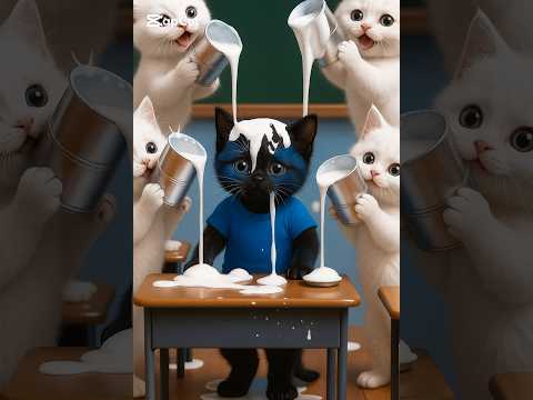 ๐ฟThe kitten was bullied for his black color by racist white kittens ๐ฟ#aicat #cat #cute #ytshorts