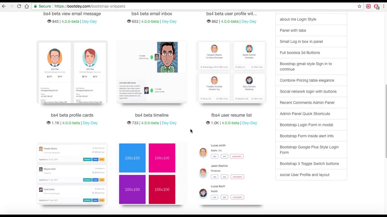 Bootstrap framework snippets