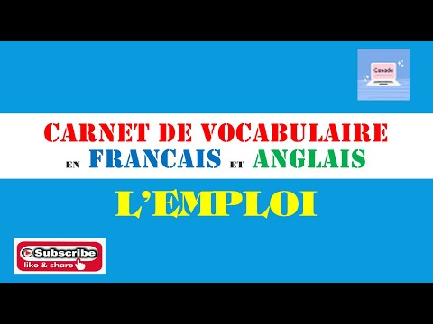 CARNET de VOCABULAIRE en français et anglais *** l'EMPLOI