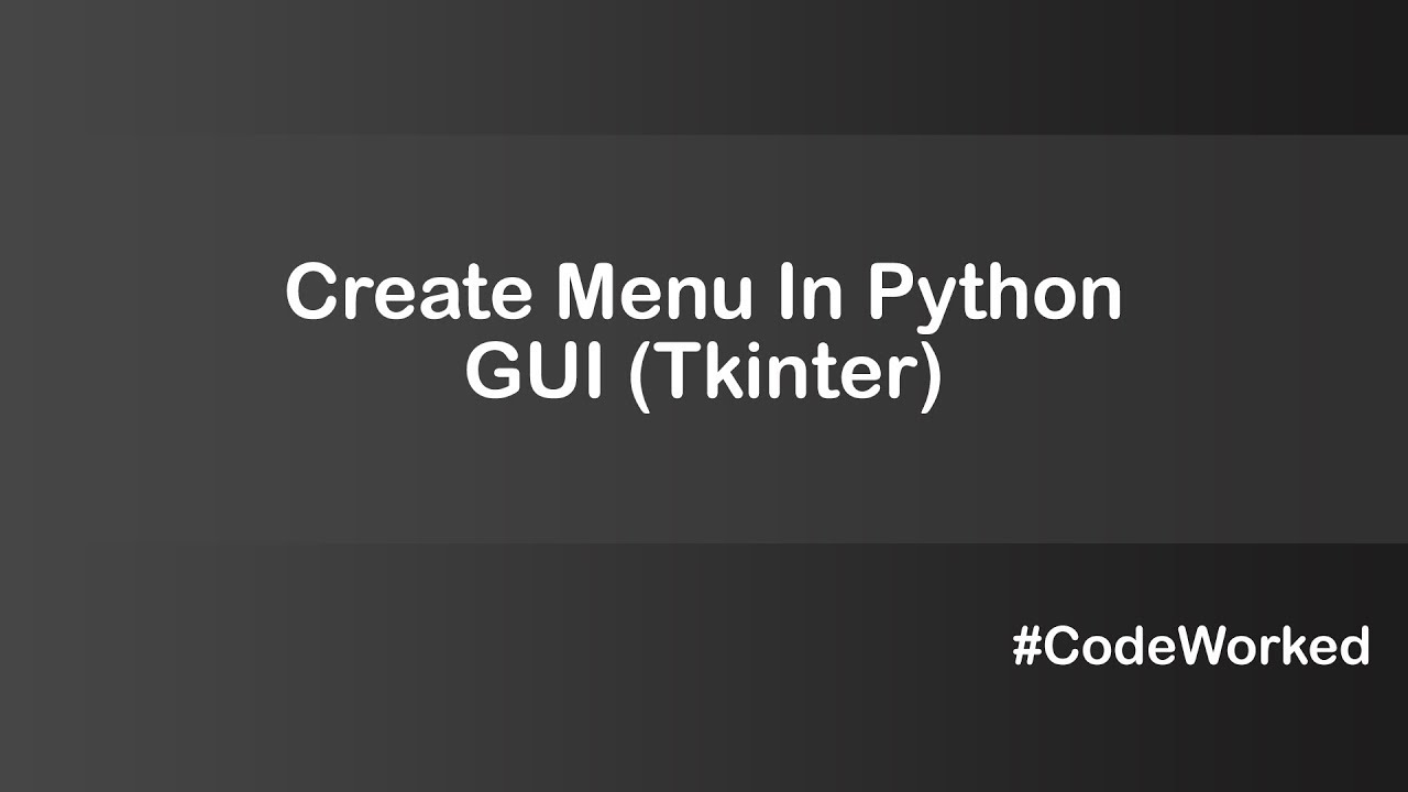 Create Menu In Python Application #python #pythonprogramming #pythontutorial