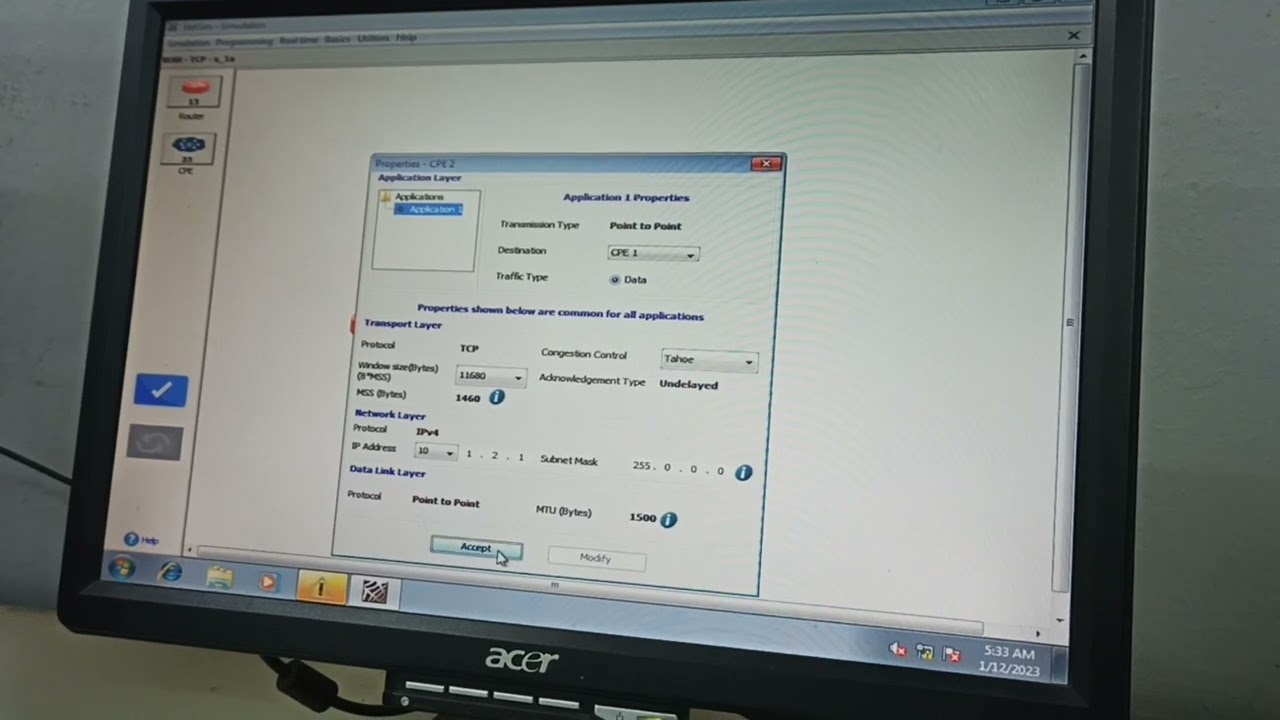 CN lab simulation question 3, 1b