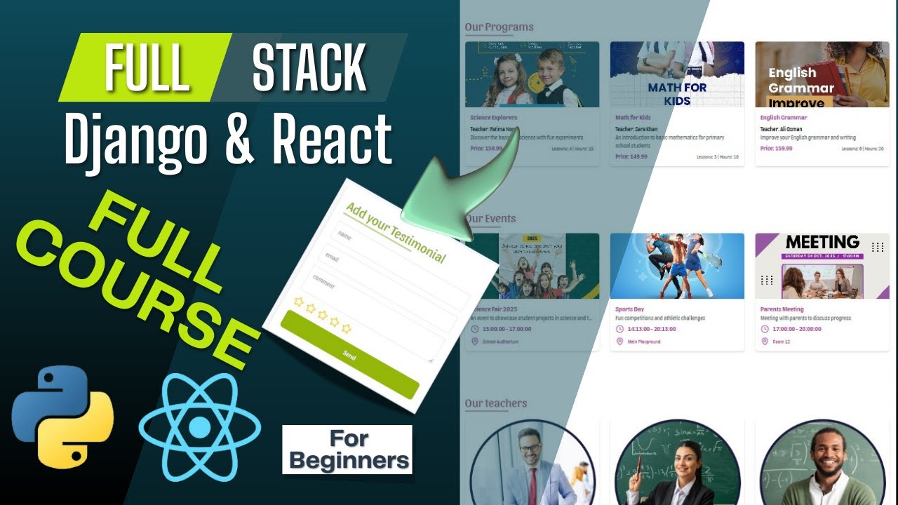 Full Stack School App| Django REST API + React Full Course For Beginners | Full stack
