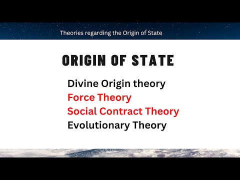 Origin of State : Theories (Divine Theory, Force Theory, Social Contract & Evolutionary Theory)