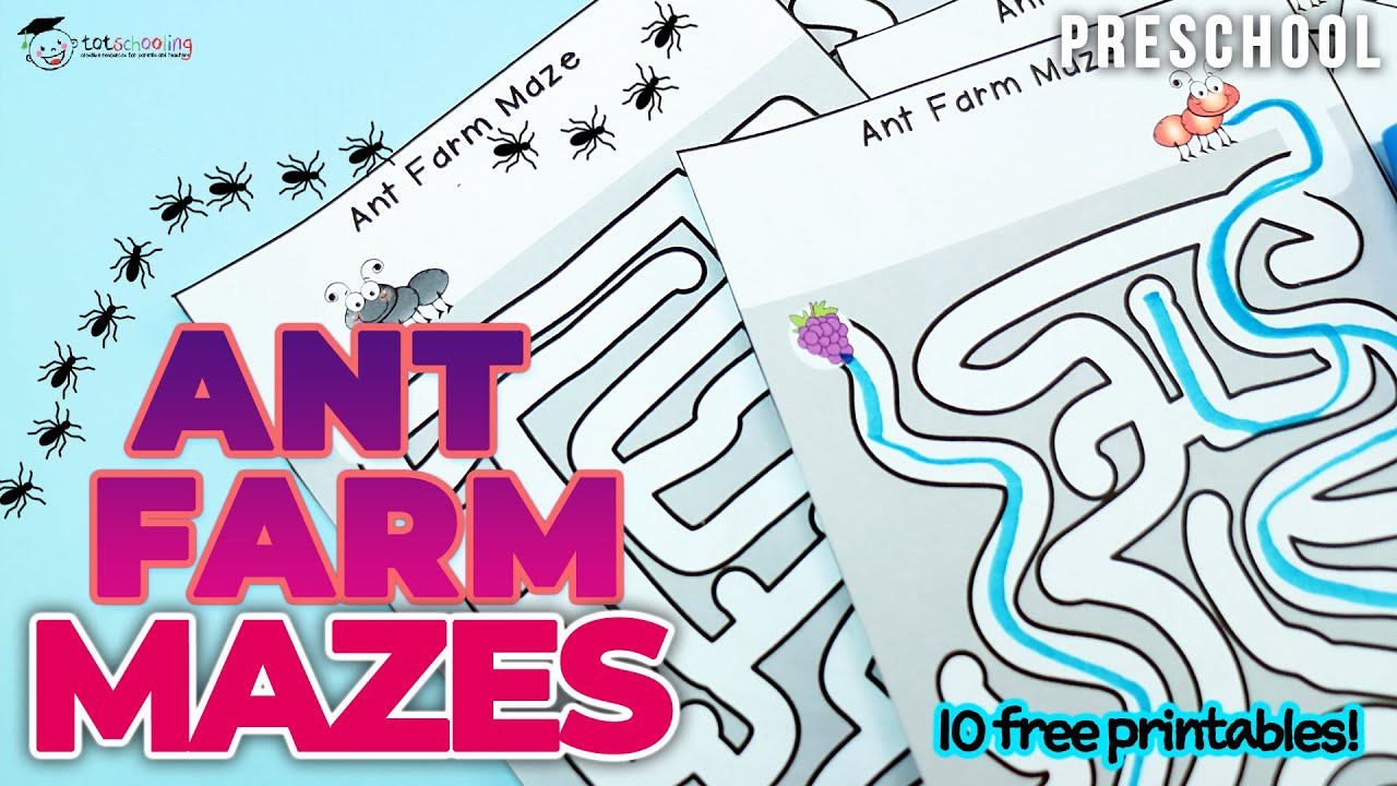 Ant Farm Mazes by Totschooling - Free Printables