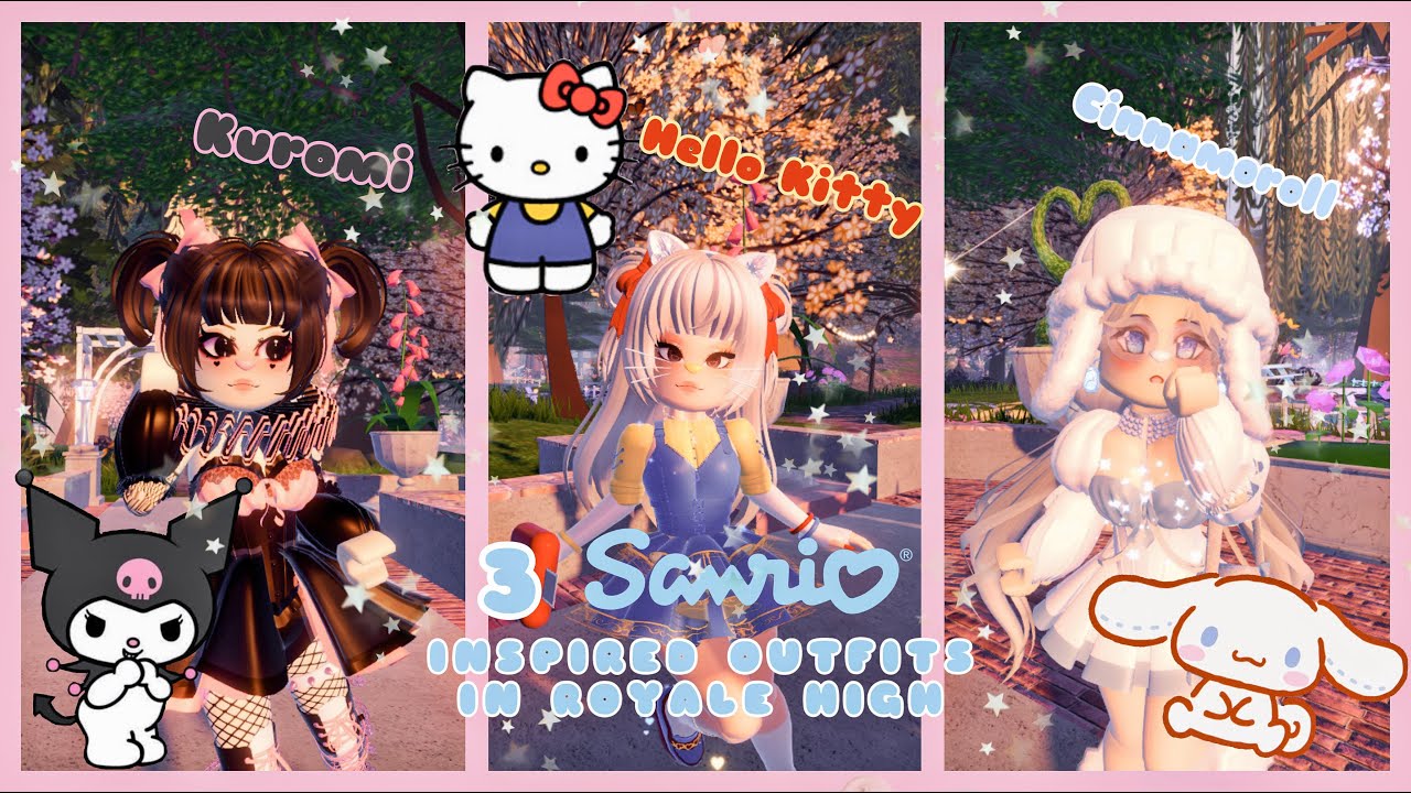 3 SANRIO INSPIRED OUTFITS IN ROYALE HIGH 🏰✨// Hello Kitty, Kuromi, Cinamoroll