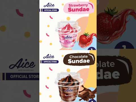 ICE CREAM AICE CHOCOLATE SUNDAE, AICE STRAWBERRY SUNDAE #shorts