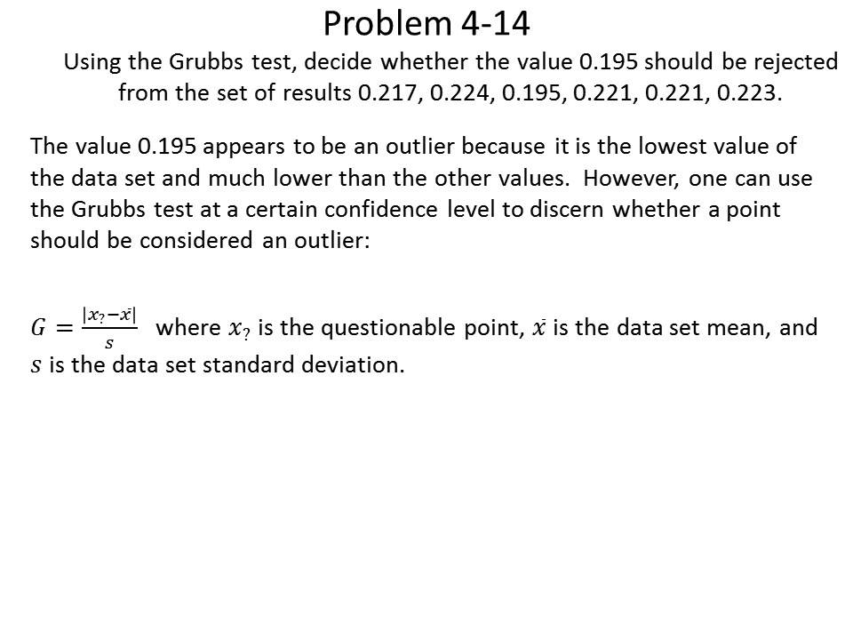 Problem 4-14 Grubbs test